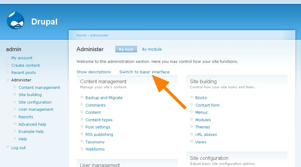 Dual Interface for Drupal 7 Administration Page [#305292] | Drupal.org
